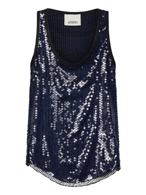 Isabel Marant Renelle Sequin Tank Top - Midnight