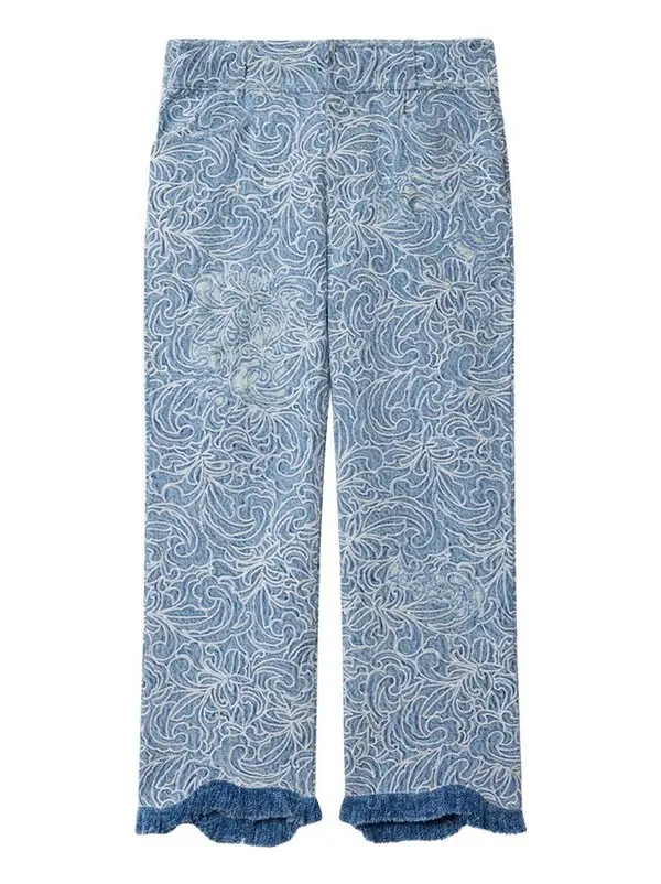 Isabel Marant Embroidered Cotton Denim Kick Flare Pants - Blue