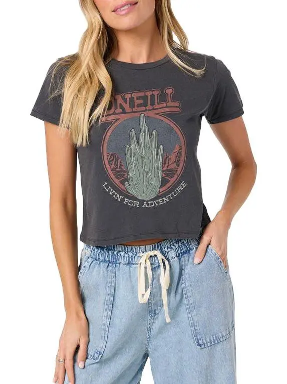 O'Neill Road Trippin Cotton Crop Graphic T-shirt - Washed Black