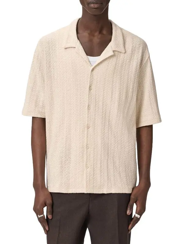 ALLSAINTS Trace Textured Cotton Camp Shirt - Cottage White