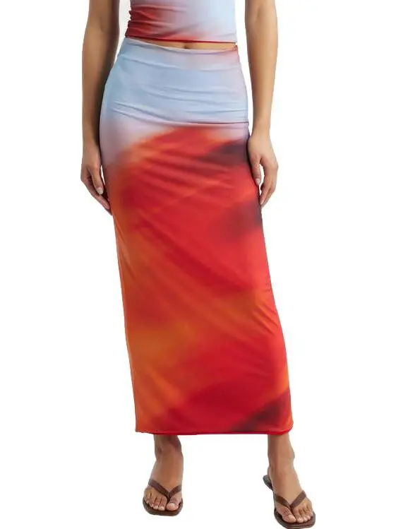 FENERS Printed Jersey Maxi Skirt - Rosella
