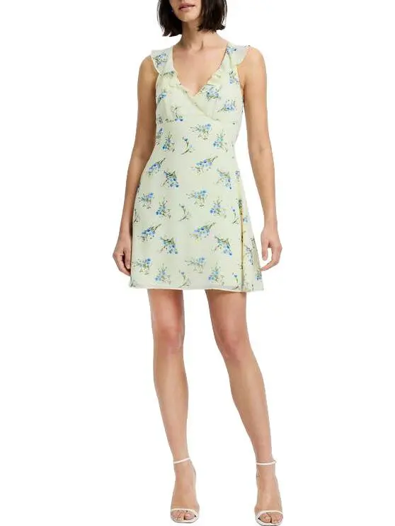 French Connection Marina Ditsy Floral Babydoll Minidress - Cucumber Crush