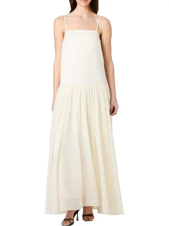 French Connection Marina Mixed Media Maxi Dress - Porcelain Cream