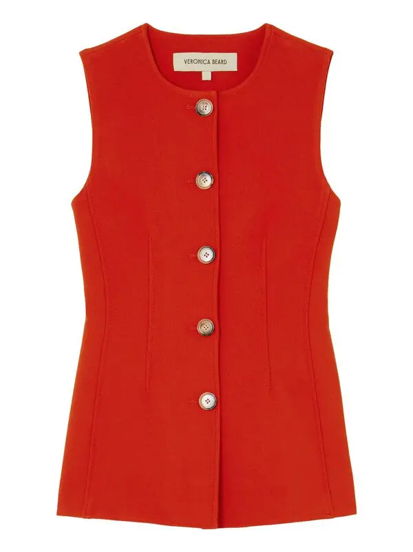 Veronica Beard Jessup Crepe Vest - Red