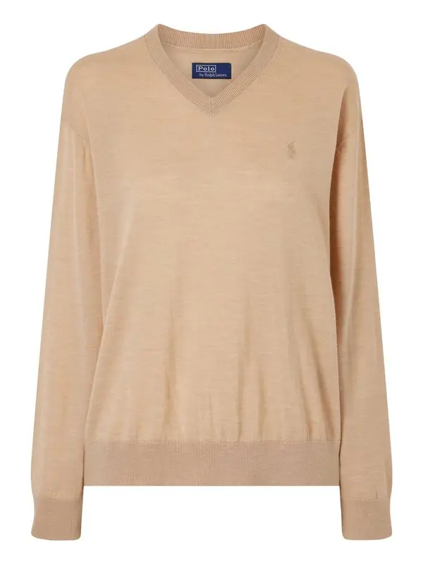 Polo Ralph Lauren Embroidered Wool Sweater - Tan
