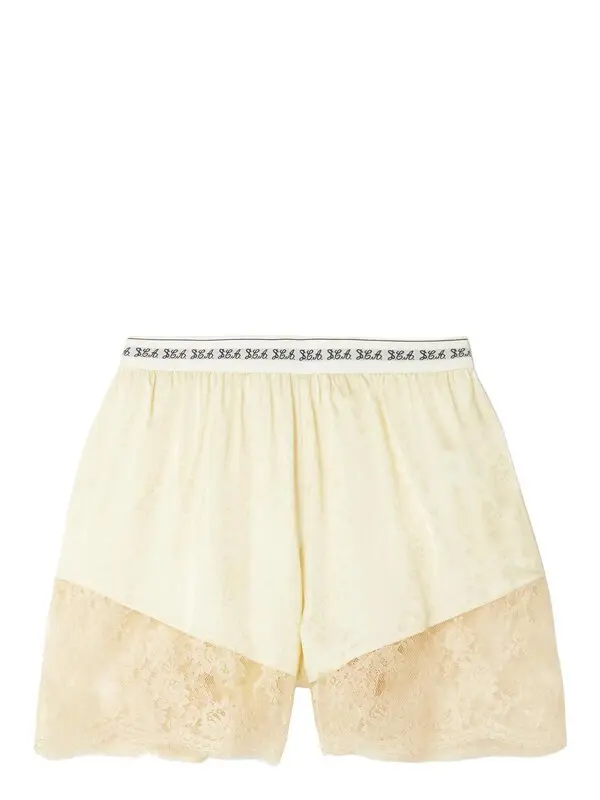 Sea Ethel Lace-trimmed Satin-jacquard Shorts - Yellow