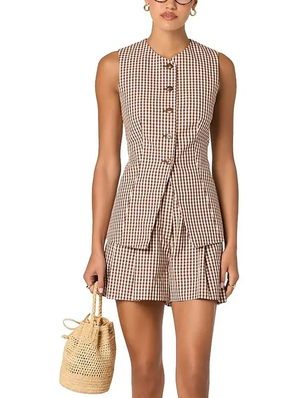 Astr The Label Karan Vest - Brown Checker