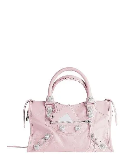 Balenciaga Le City Bag Small Giant Studs With Rhinestones - Petal Pink