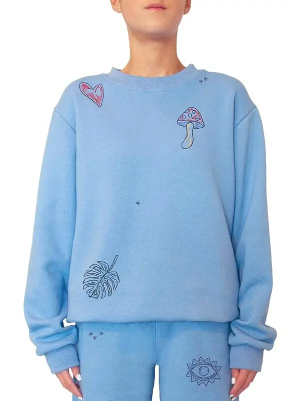 C.BONZ Scribble Doodles Oversized Pullover - Blue