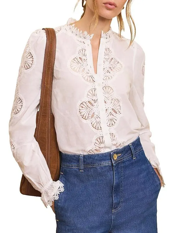 Mint Velvet Cotton Embroidered Blouse - White