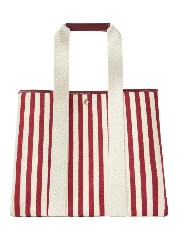 Rue De Verneuil Traversée Glacier Large Striped Canvas Tote - Burgundy