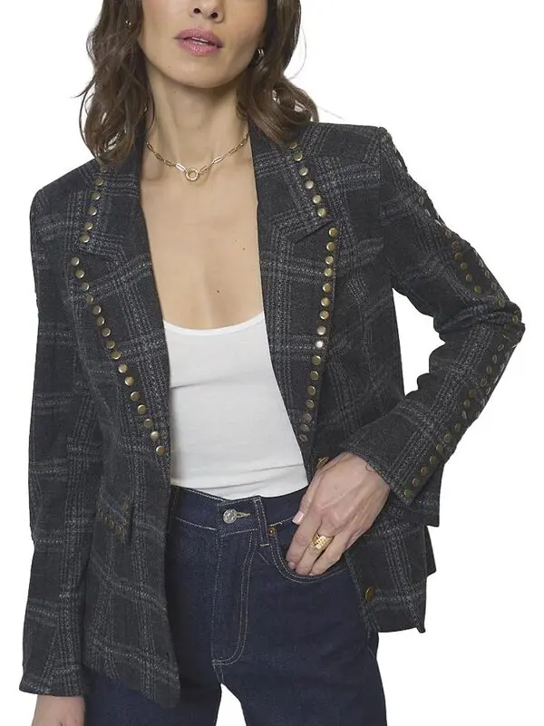 Central Park West Studded Jacket - Plaid