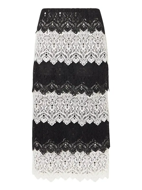 Carolina Herrera Lace Midi Skirt - Black