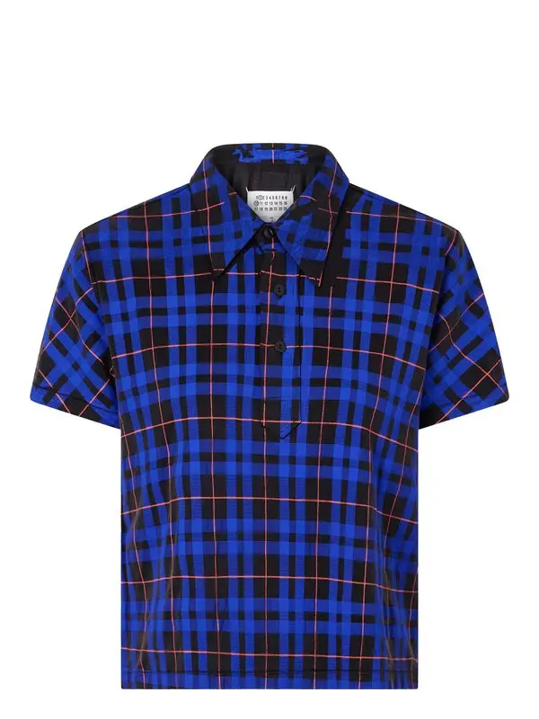 MAISON MARGIELA Checked Twill Polo Shirt - Blue