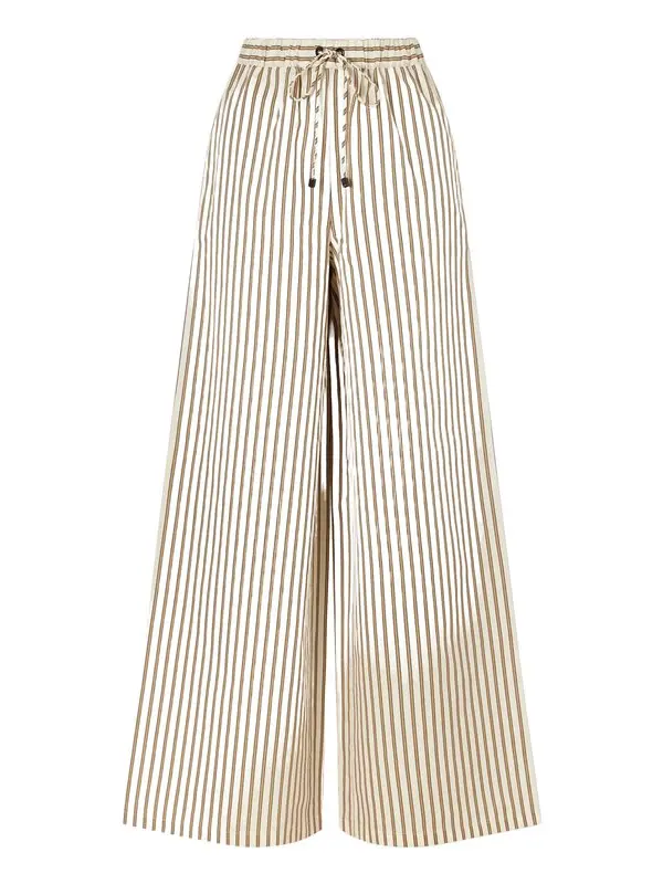 Max Mara Striped Cotton And Silk-blend Pants - Beige