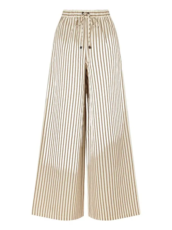 Max Mara Striped Cotton And Silk-blend Pants - Neutrals