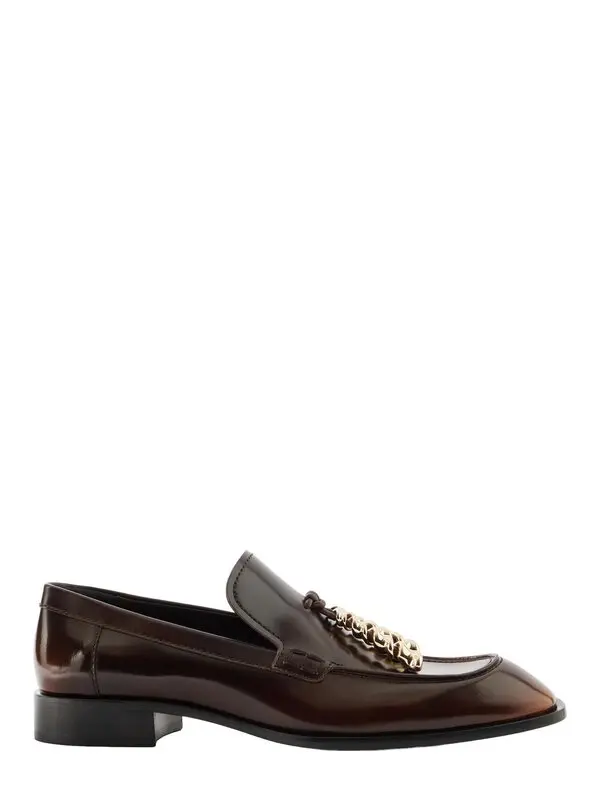 Loewe Embellished Leather Loafers - Brown