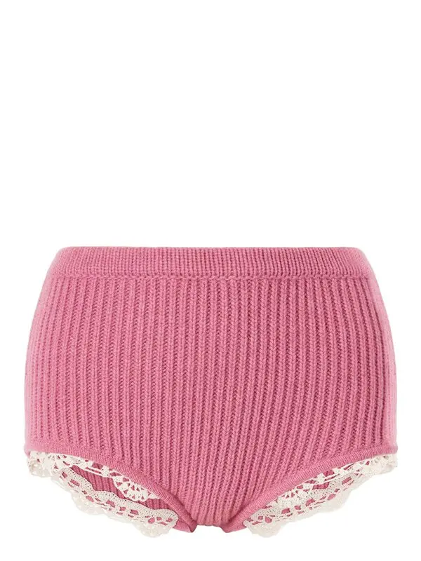 Magda Butrym Crochet-trimmed Knitted Cashmere Shorts - Pink