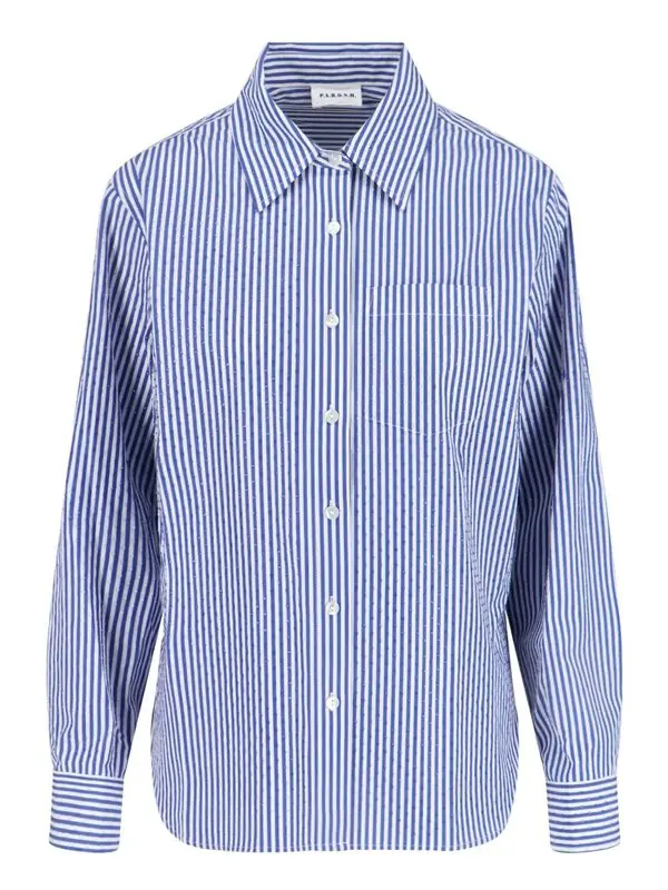 P.a.r.o.s.h Striped Shirt With Rhinestone Detail - Blue