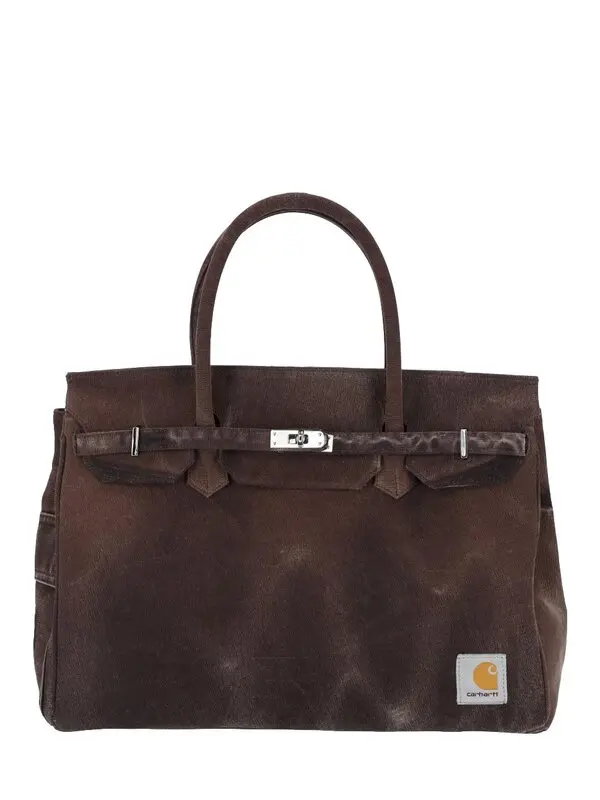 ANOTHER CHANCE Medium Denim Tote - Brown