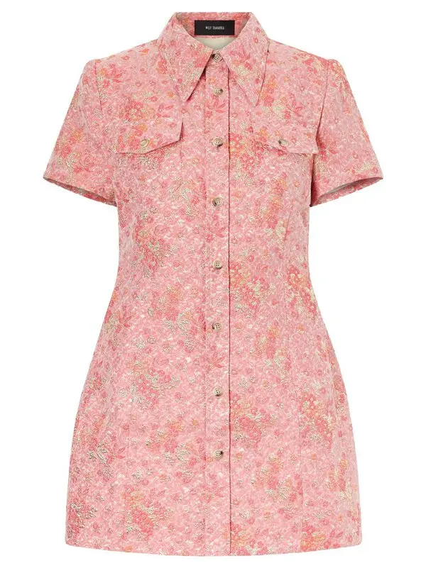 WILLY CHAVARRIA Chavela Cotton-blend Cloqué Mini Dress - Pink