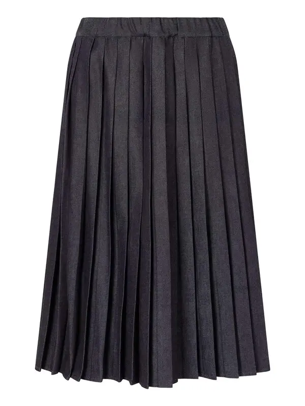 JIL SANDER Pleated Denim Midi Skirt - Dark Denim
