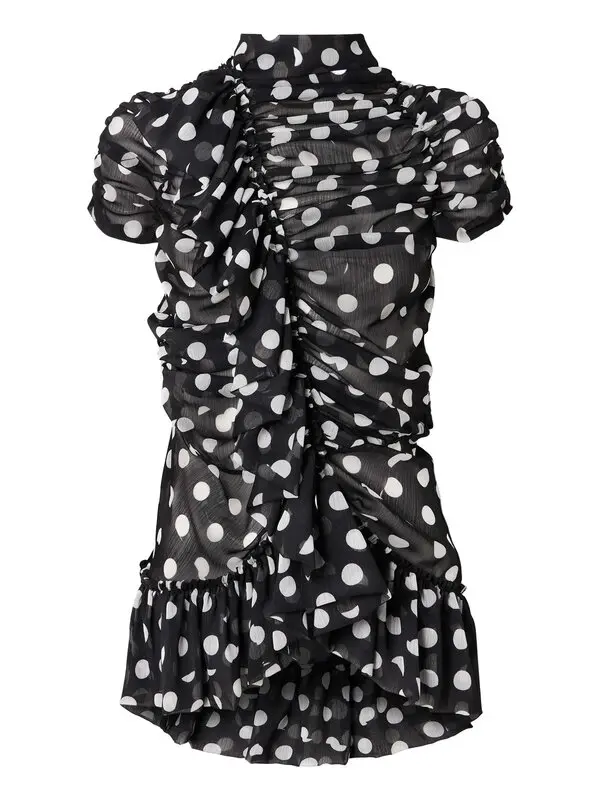 Dries Van Noten Ruffled Polka-dot Crepon Blouse - Black