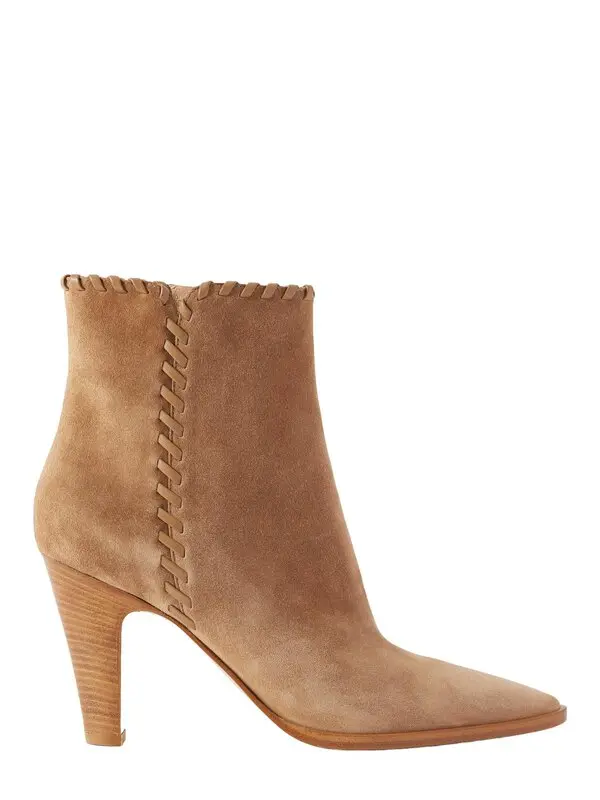 GIANVITO ROSSI Whipstitched Suede Ankle Boots - Camel
