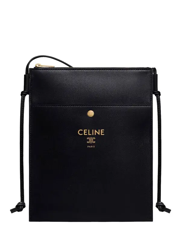 Celine Leather Crossbody With Logo - Black
