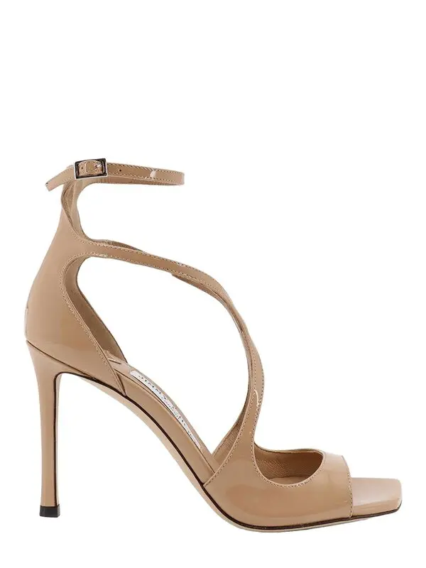 JIMMY CHOO Azia 95 Leather Sandals - Beige