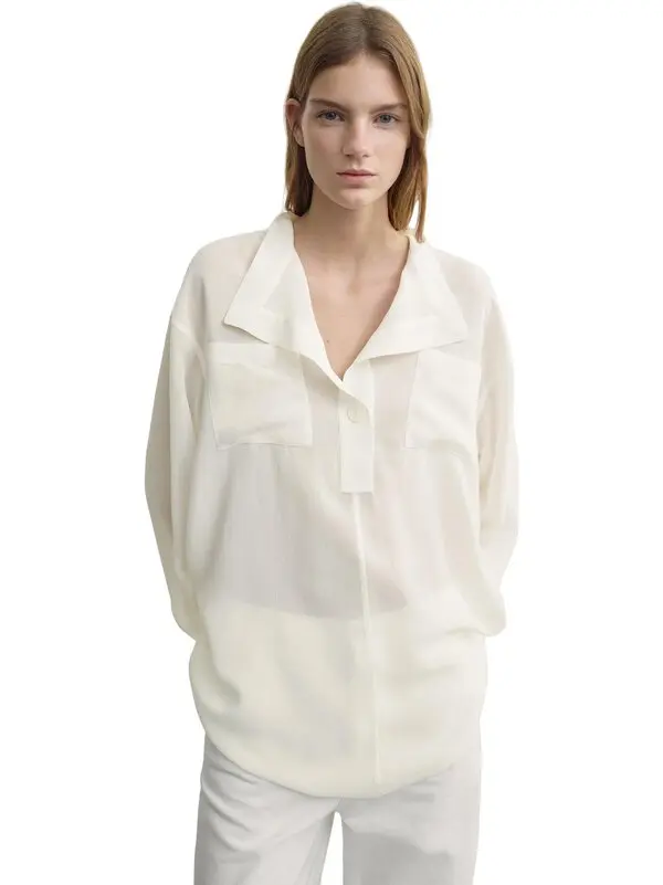 TOTEME Overlapping Collar Blouse - Milk