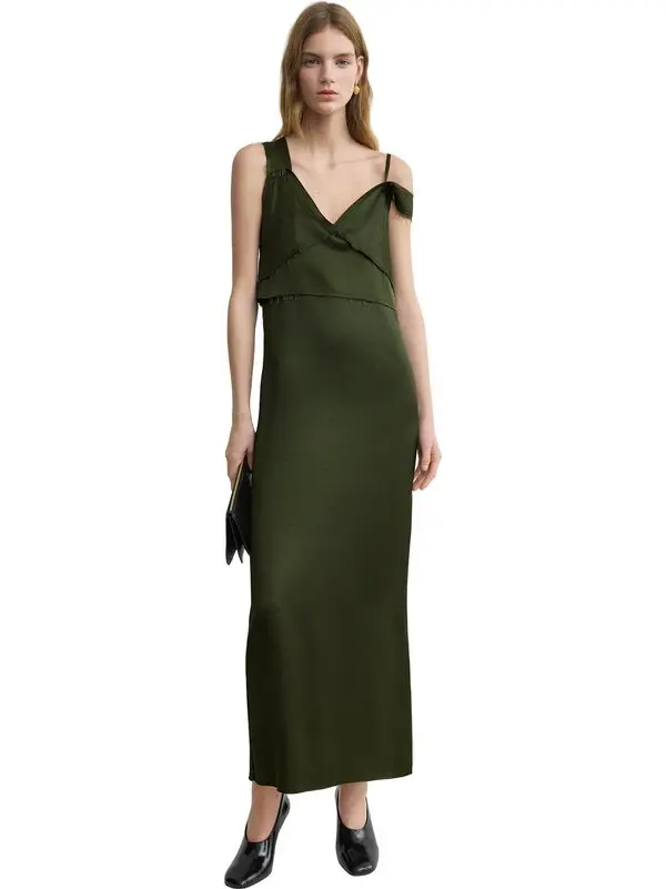 TOTEME V-neck Slip Dress - Bottle Green