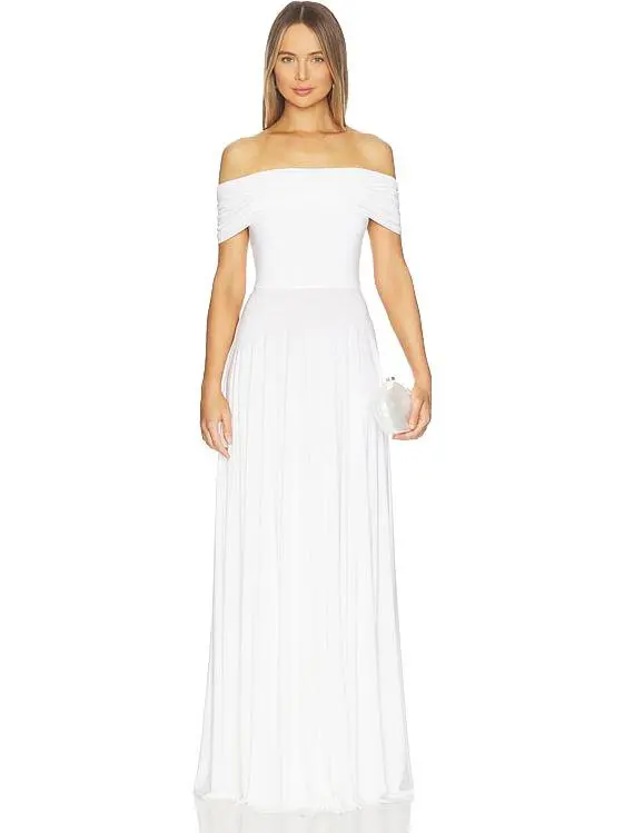 Norma Kamali Sleeveless Cowl Neck Flared Gown - Snow White