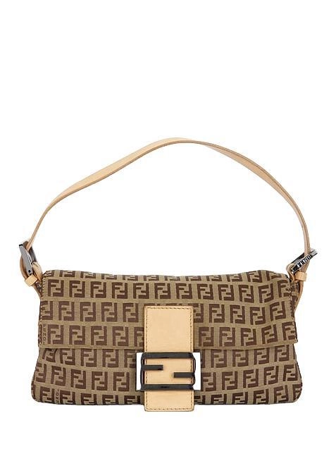 FWRD RENEW Fendi Zucchino Baguette Shoulder Bag - Brown