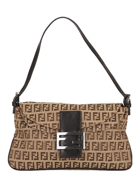 FWRD RENEW Fendi Zucchino Baguette Shoulder Bag - Brown