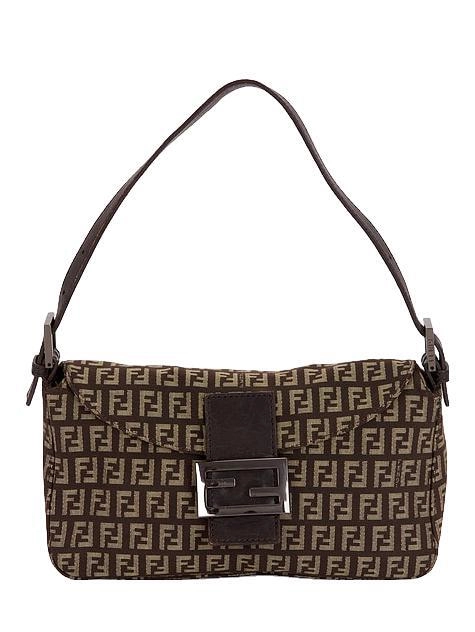 FWRD RENEW Fendi Zucchino Baguette Shoulder Bag - Brown