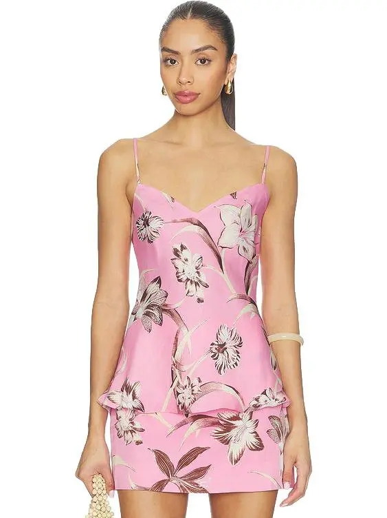 Rococo Sand V-neck Strappy Top - Pink