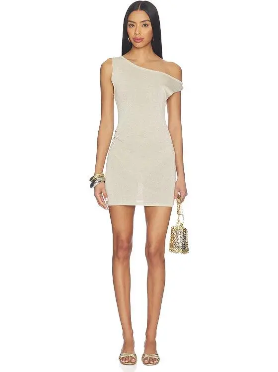 SNDYS Rahni Shimmer Knit Mini Dress - Beige