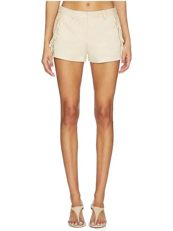 SNDYS Faux Suede Fringe Short - Chalk