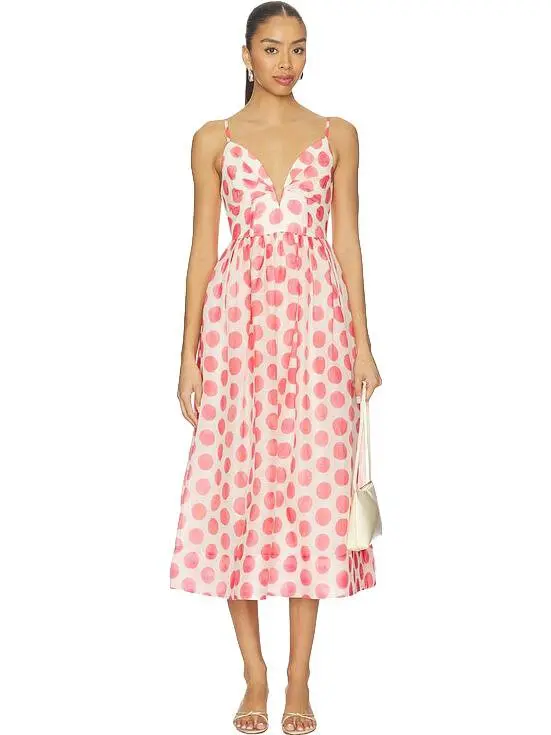 Cara Cara Pero Midi Dress - Celeste Spot Pink