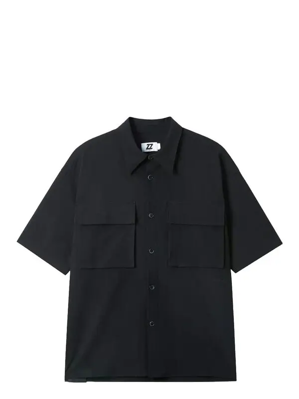Izzue Flap-pocket Short -leeve Shirt - Black