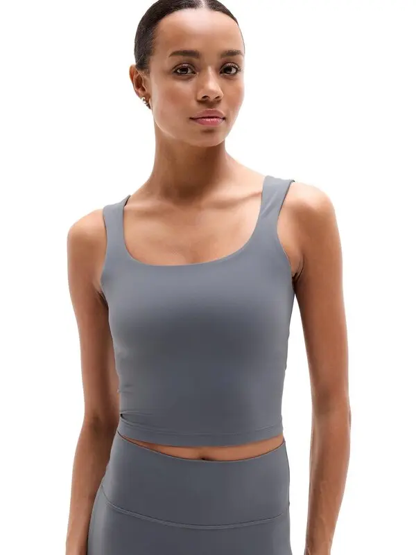 Athleta Transcend Square Neck Crop Sports Bra D-dd - Slate