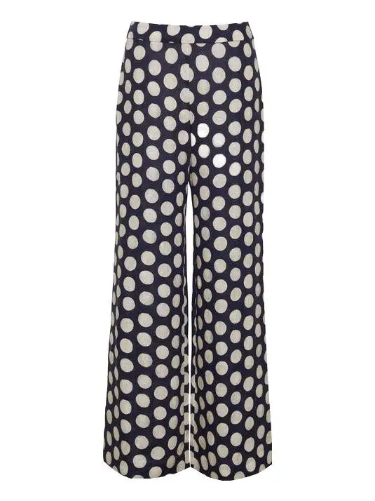 Cara Cara Printed Wide Leg Pant - Celeste Dot Navy