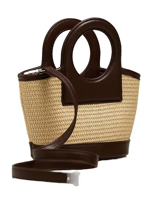 MELIE BIANCO Carson Raffia Handbag - Chocolate