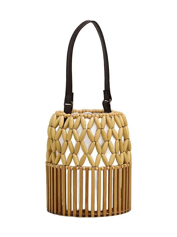 MELIE BIANCO Naomi Beaded Bucket Bag - Natural