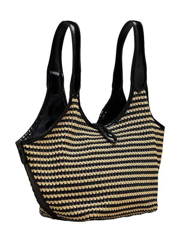 MELIE BIANCO Bondi Raffia Hobo Bag - Black