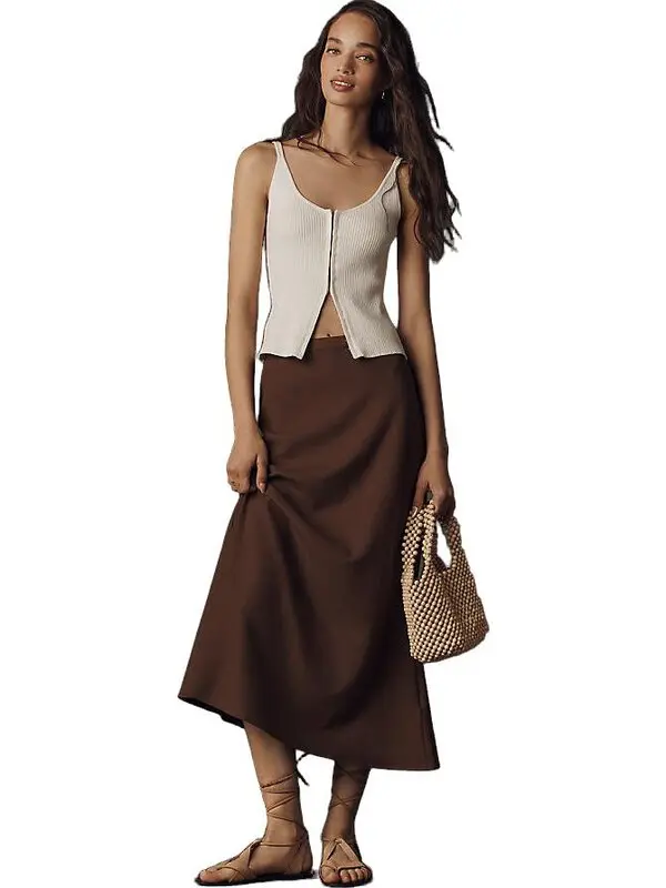 Maeve Knit Trumpet Skirt - Chocolate