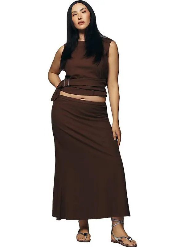 Maeve Knit Trumpet Skirt - Chocolate