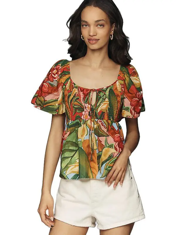 Farm Rio Tie-front Printed Blouse - Multi Floral