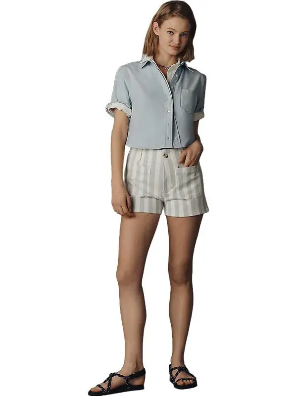 Maeve The Colette Striped Shorts - Blue & White Stripe